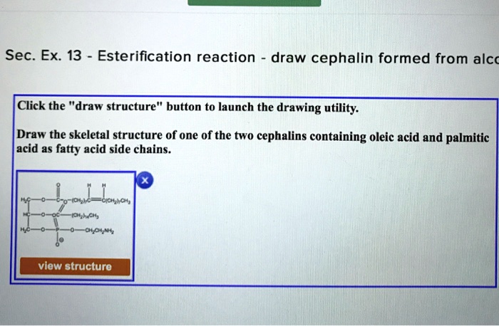 SOLVED: Sec. Ex 13: Esterification reaction - drawing cephalin formed ...