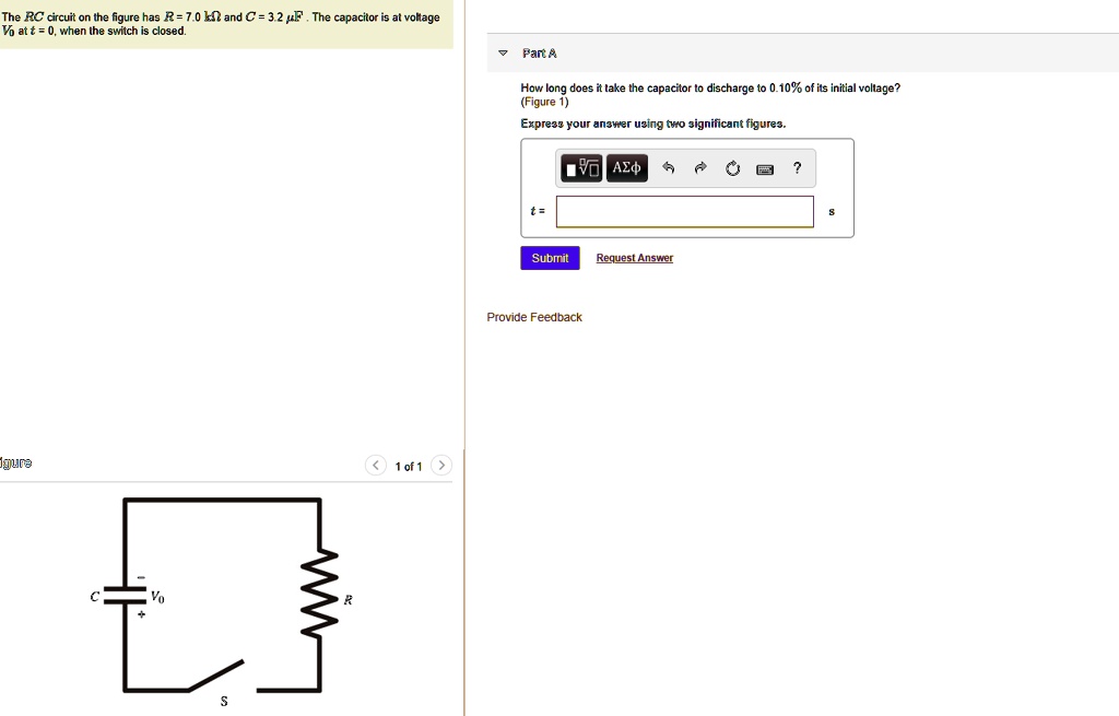 SOLVED: The RC circuit on the figure has R= 7.0 H? ad C=324P The ...