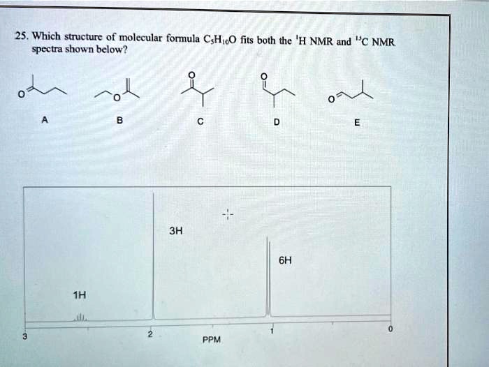 SOLVED: Which structure of the molecular formula CsHiaO fits both the 'H NMR and "C NMR spectra ...