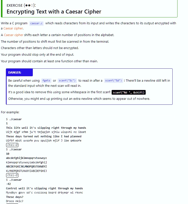 Solved Exercise Encrypting Text With A Caesar Cipher Write A C Program Caesarc Which Reads 4727