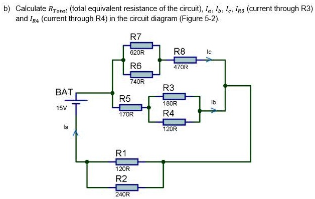 SOLVED: Calculate the total equivalent resistance of the circuit, the ...