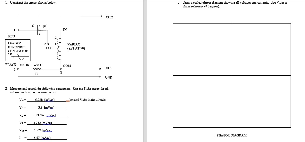 SOLVED: Draw a scaled phasor diagram showing all voltages and currents ...
