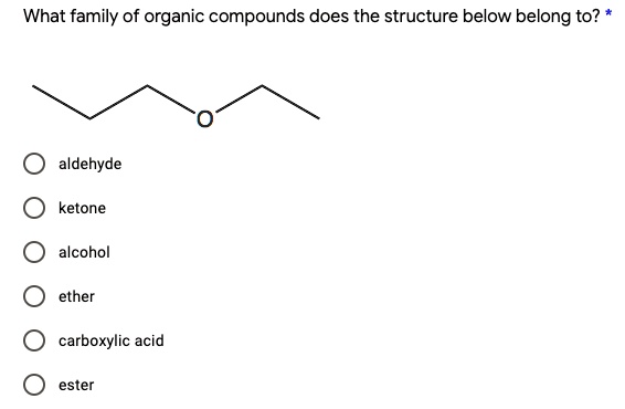 SOLVED: What family of organic compounds does the structure below belong to? aldehyde ketone ...