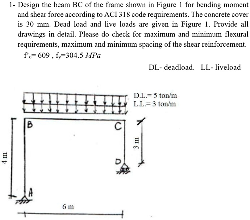 please solve lstep by step 1 design the beam bc of the frame shown in ...