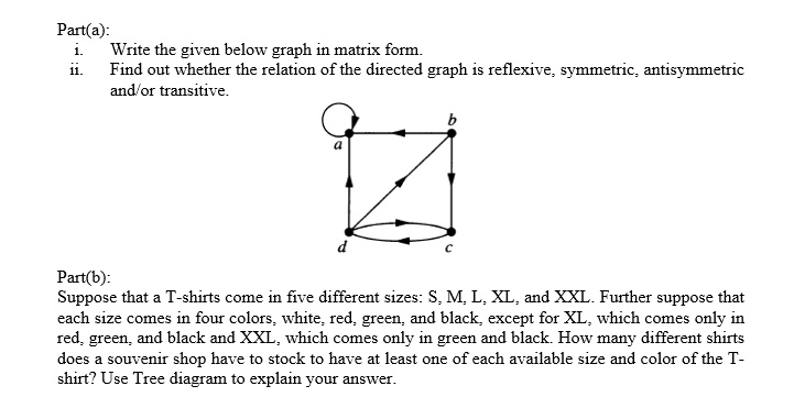 SOLVED: Part(a): Write the given below graph in matrix form Find out ...