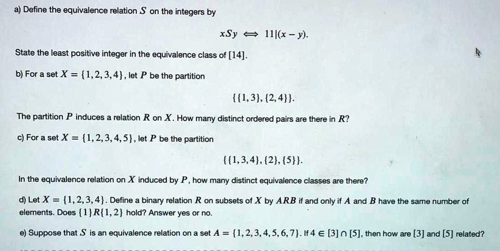 a define the equivalence relation s on the integers by xsy s hx state the least positive integer ...
