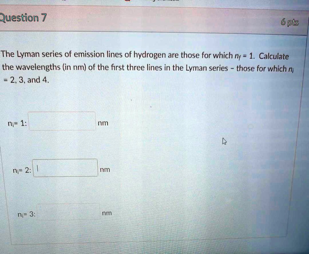 SOLVED: The Lyman series of emission lines of hydrogen are those for ...
