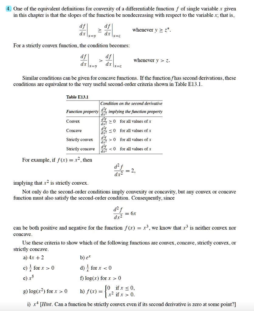SOLVED: One of the equivalent definitions for convexity of a ...