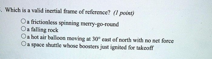 SOLVED: Which is a valid inertial frame of reference? point ...