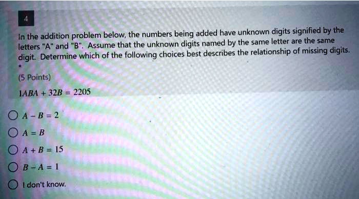 In the addition problem below, the numbers being added have unknown digits signified by the ...