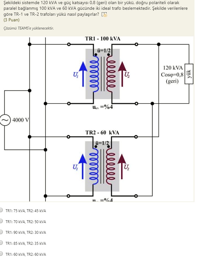 SOLVED: In the system shown, two ideal transformers of 100 kVA and 60 kVA power, connected in ...