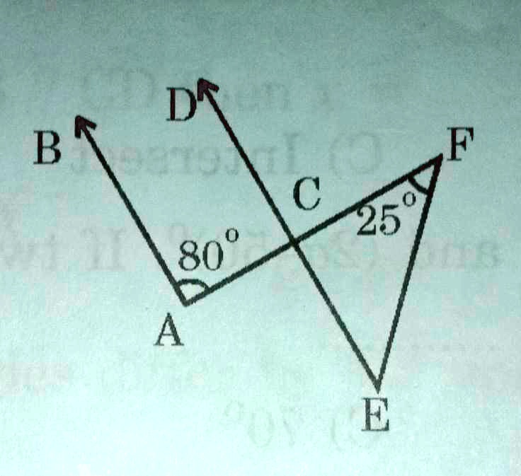 SOLVED: In the given figure AB||CD. If angle CAB =80 and angle EFC= 25 then angle CEF DA B ([ L ...