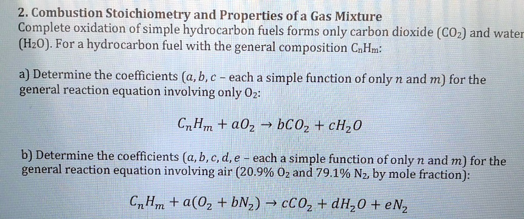 2 combustion stoichiometry and properties ofa gas mixture complete oxidation of simple ...