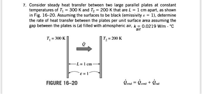 SOLVED: Consider steady heat transfer between two large parallel plates ...