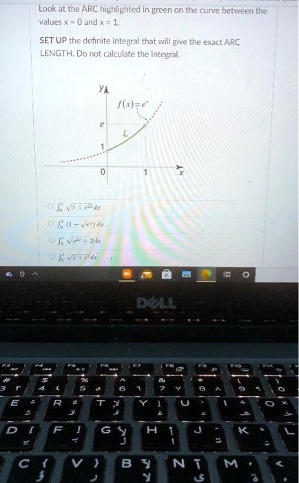 look at the arc highlighted in green on the curve between the values ...