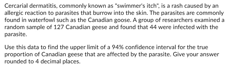 Cercarial dermatitis, commonly known as "swimmer's itch", is a rash ...