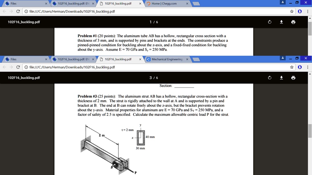SOLVED: Files 102F16buckling.pdf: EN 102F16buckling.pdf Home | Chegg.com C file:///C:/Users ...