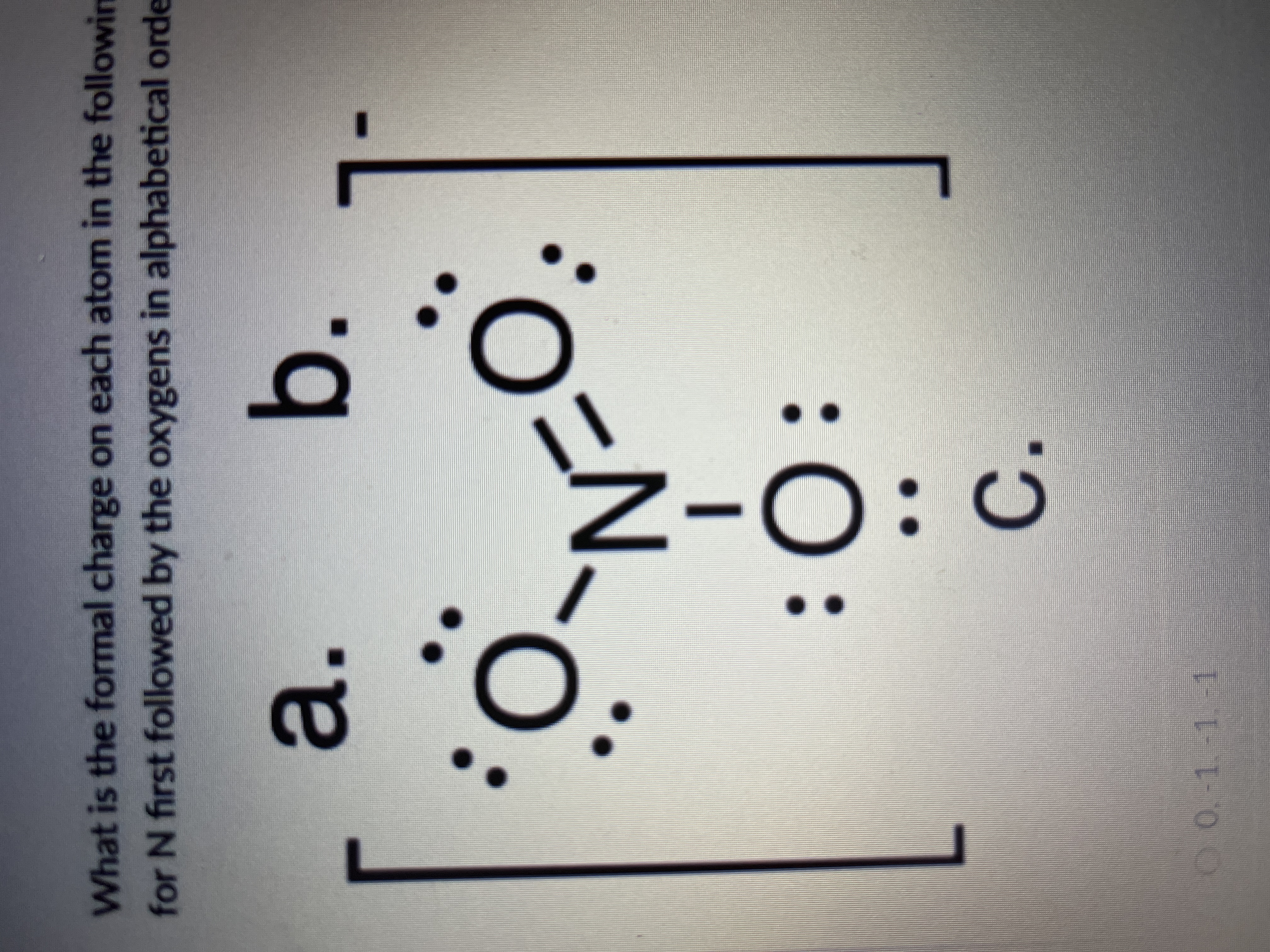 SOLVED: What is the formal charge on each atom in the following ...