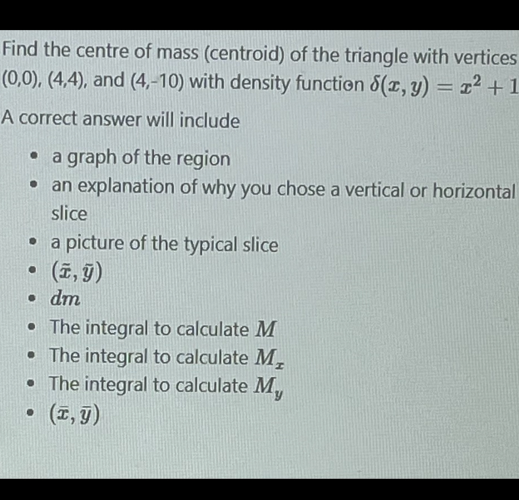 SOLVED: Find the centre of mass (centroid) of the triangle with ...