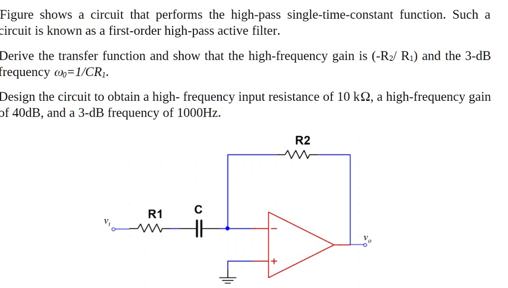 Figure shows a circuit that performs the high-pass single-time-constant ...