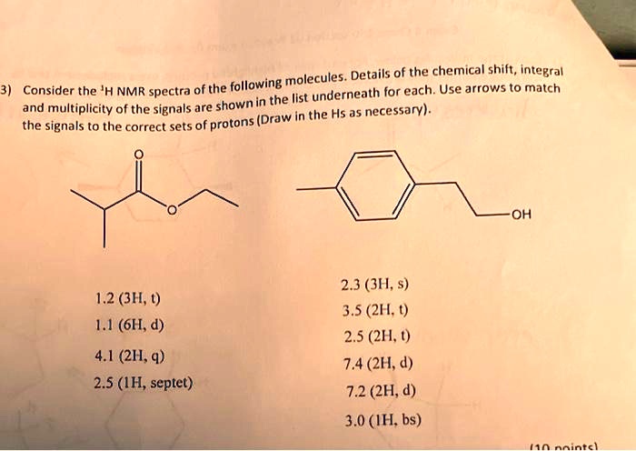 SOLVED: Details of the chemical shift, integral, and multiplicity of ...