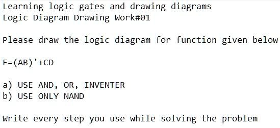 SOLVED: Text: Learning logic gates and drawing diagrams Logic Diagram ...