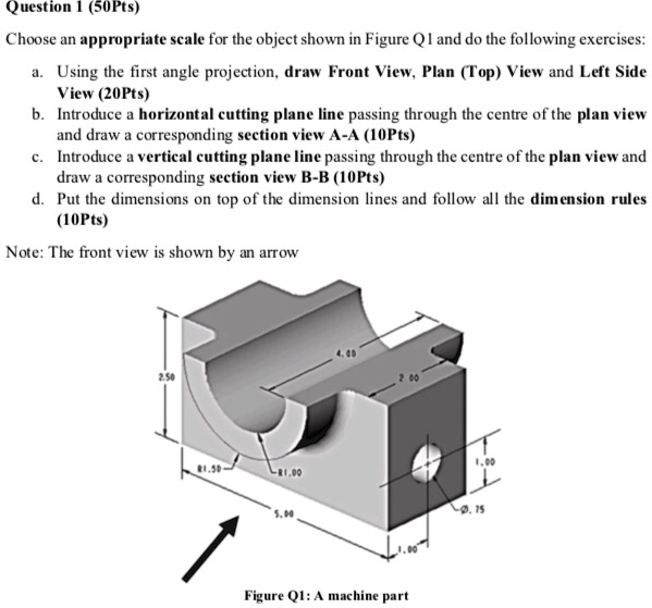SOLVED: Choose an appropriate scale for the object shown in Figure Q1 and do the following ...