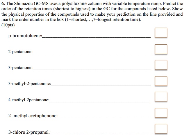 the shimazdu gc ms uses polysiloxane column with variable temperature ...
