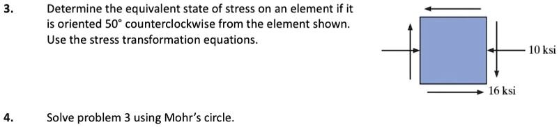 determine the equivalent state of stress on an element if it is oriented 50 degrees ...