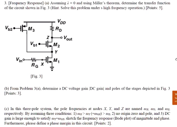 SOLVED: 3. [Frequency Response] (a) Assuming Ï‰ = 0 and using Miller's theorem, determine the ...