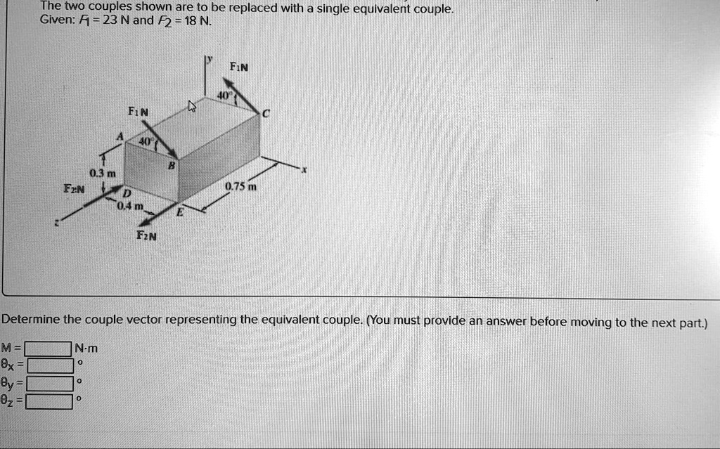 the two couples shown are to be replaced with a single equivalent ...