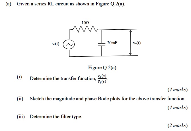 SOLVED: Given a series RL circuit as shown in Figure Q.2(a): vi(t) 20mF ...