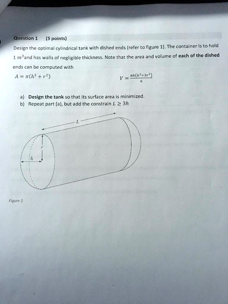 SOLVED: Design the optimal cylindrical tank with dished ends (refer to ...