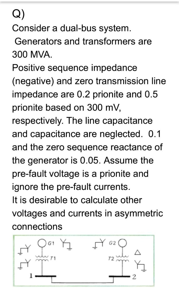 SOLVED: Q) Consider a dual-bus system. Generators and transformers are ...