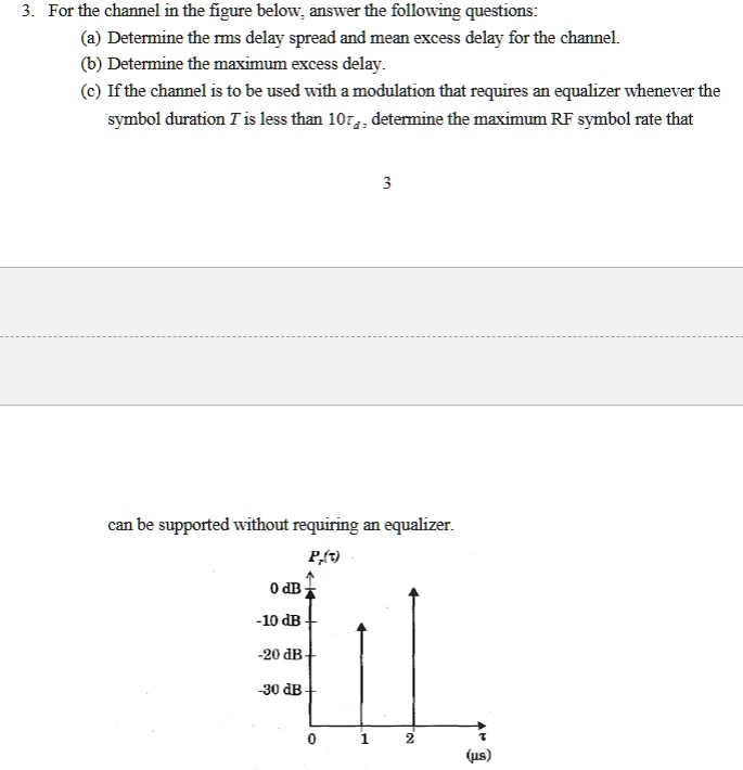 3. For the channel in the figure below, answer the following questions: (a) Determine the rms ...