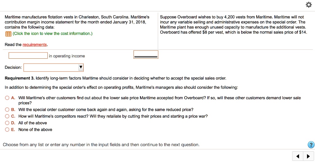 SOLVED: # Maritime manufactures flotation vests in Charleston, South ...