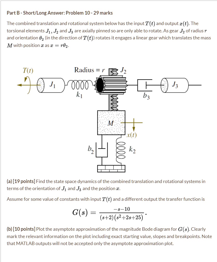 SOLVED: The combined translation and rotational system below has the ...