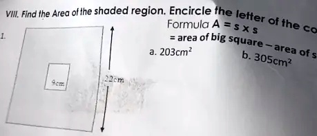 viii find ihe area oflhe shaded region encircle the letter formula a of ...
