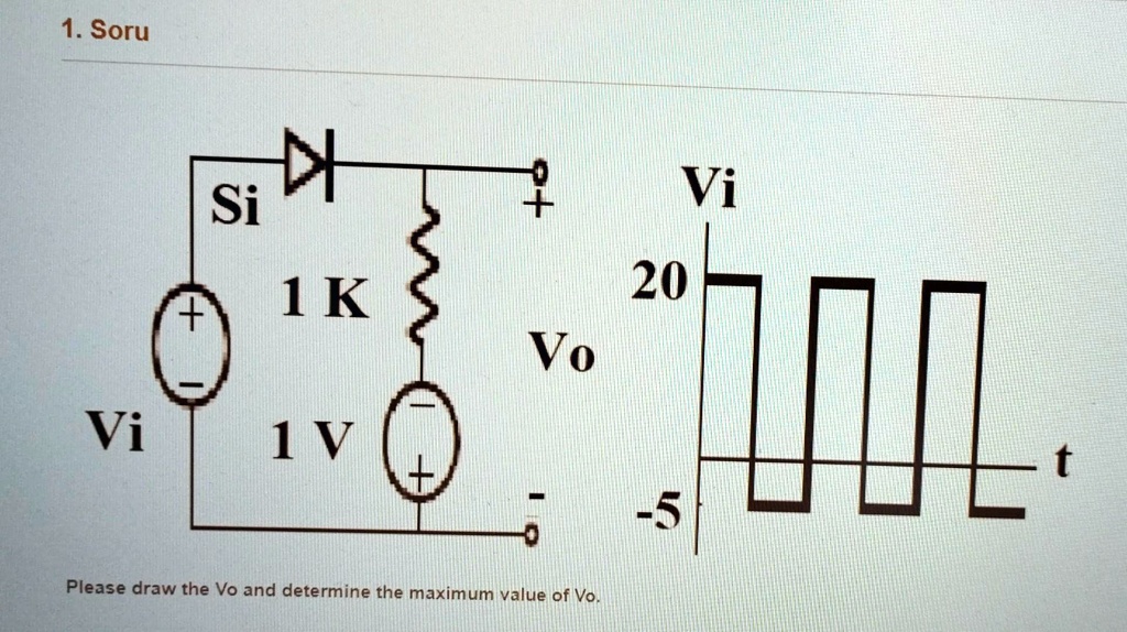 SOLVED: Texts: 1. Question Vi Si 1K 1 V Vo Please draw the Vo and ...