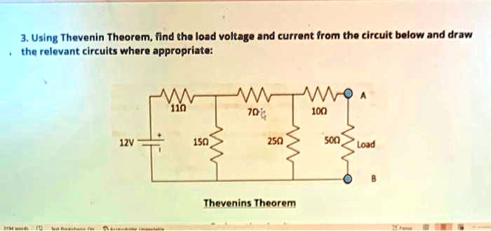 3using thevenin theorem find the load voltage and current from the circuit below and draw the ...