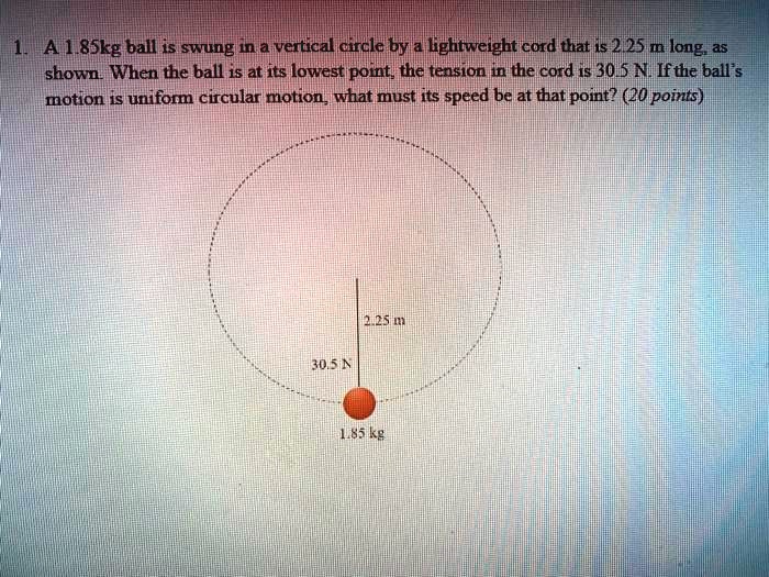 SOLVED: A 185kg ball is swung in a vertical circle by a lightweight ...