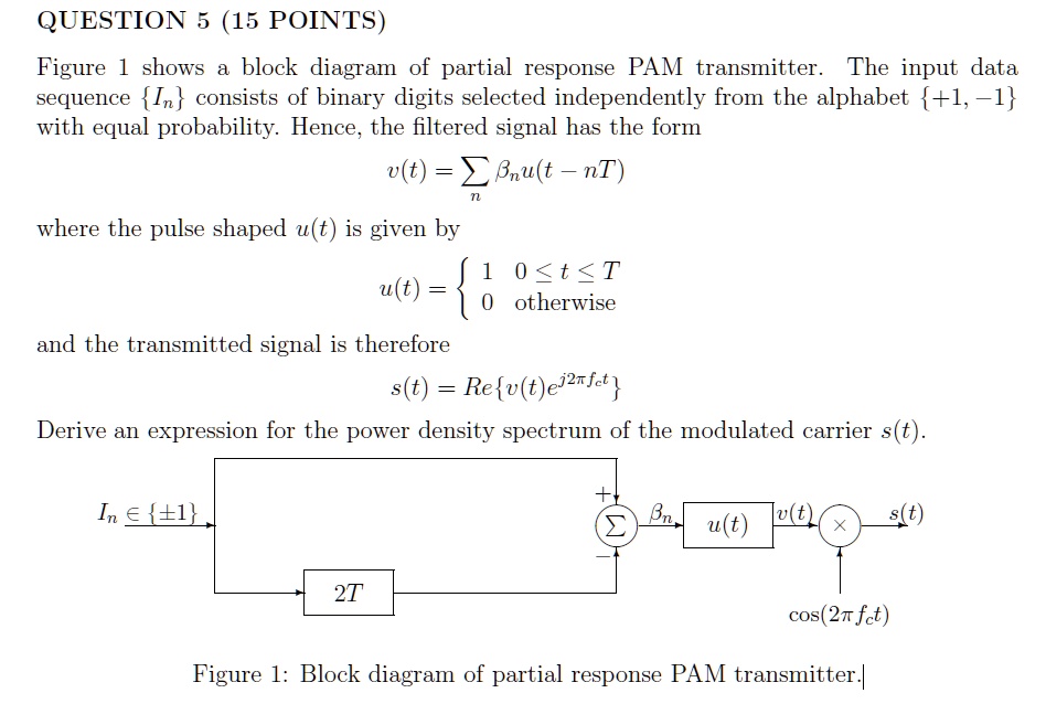 Solved Question 5 15 Points Figure 1 Shows A Block Diagram Of A Partial Response Pam 