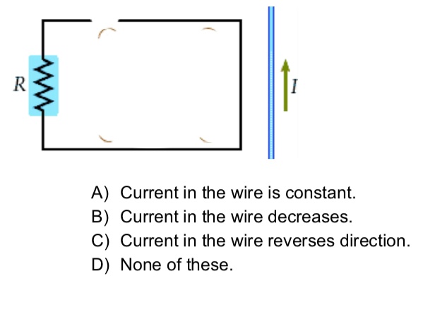 SOLVED: A) Current in the wire is constant. B) Current in the wire ...