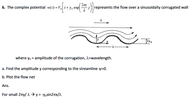 6. The complex potential w(z) = Vo [ z + yo ( (2π z)/(λ) j ...