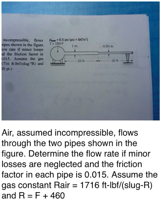 SOLVED: Air, assumed incompressible, flows through the two pipes shown in the figure. Determine ...