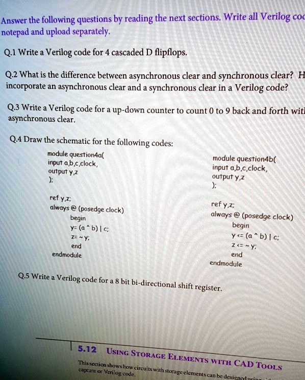 Solved Q1 Write A Verilog Code For 4 Cascaded D Flip Flops Q2 What Is The Difference Between