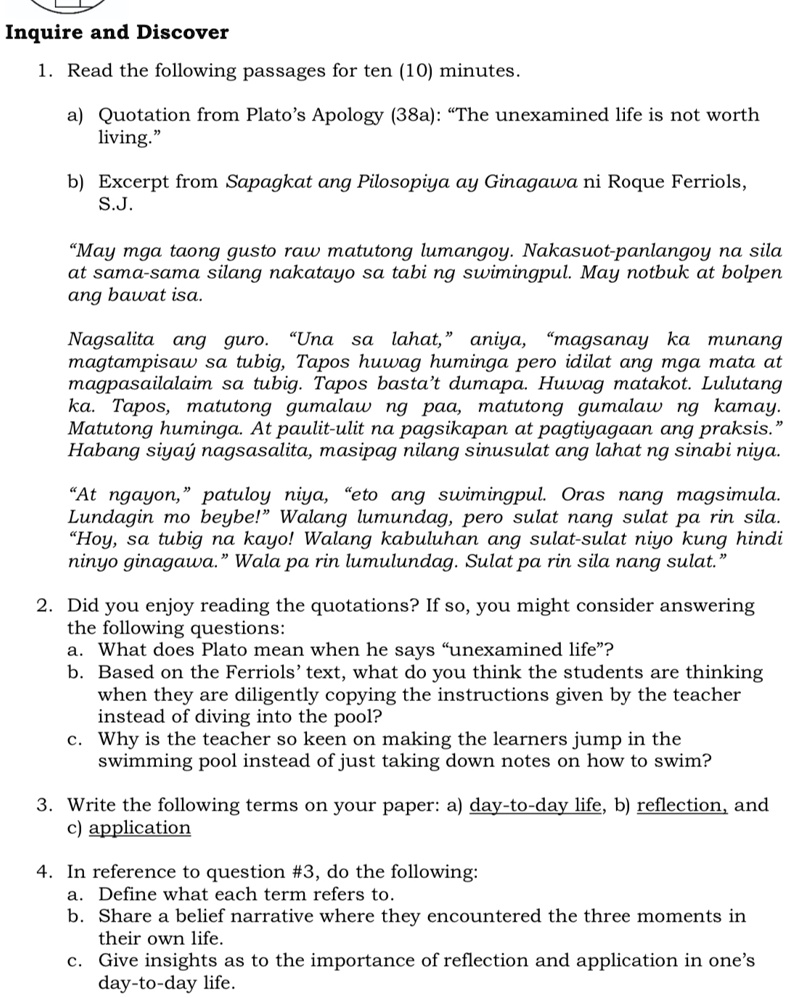 Please answer all inquiries and discover by reading the following ...
