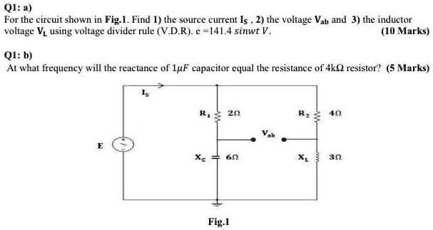 Q1: a) For the circuit shown in Fig.1. Find 1) the source current Is, 2) the voltage Vab and 3 ...