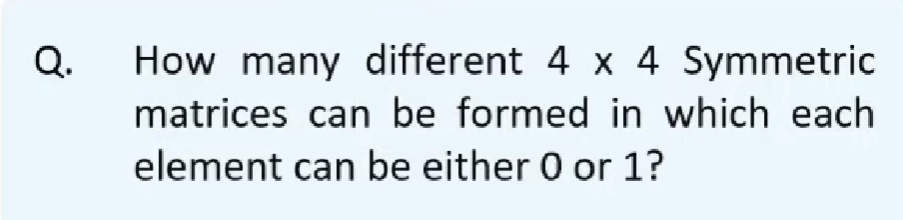 How many different 4 x 4 Symmetric matrices can be formed in...