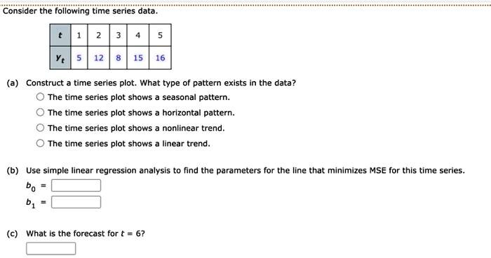 SOLVED: Consider the following time series data Construct time series ...